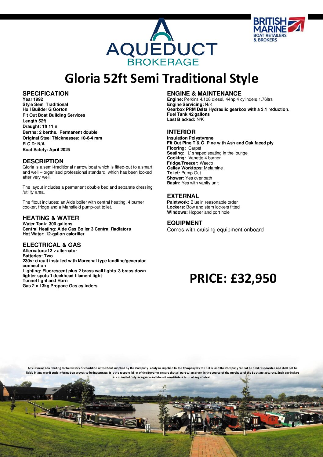 Specification Sheet Gloria – Aqueduct Marina Church Minshull